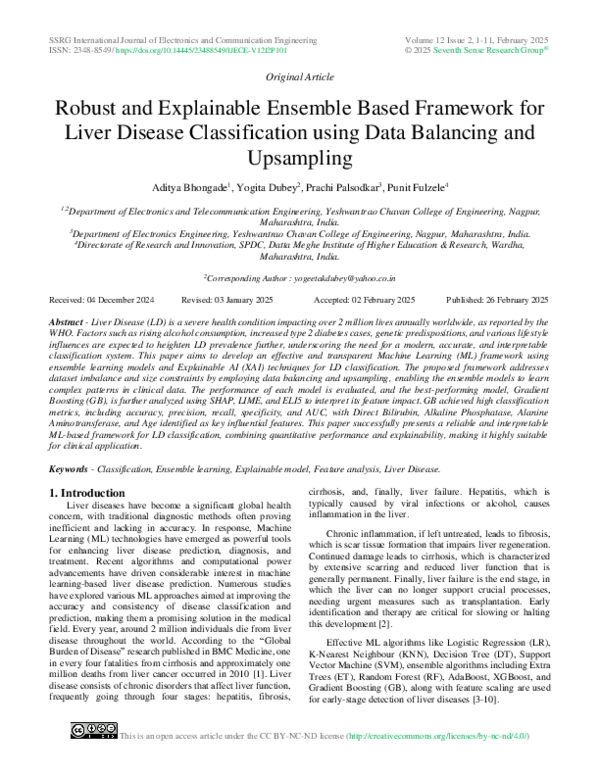 (PDF) Robust and Explainable Ensemble Based Framework for Liver Disease Classification using ...