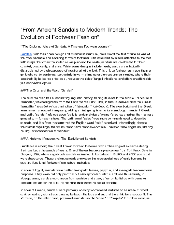 (PDF) "From Ancient Sandals to Modern Trends: The Evolution of Footwear ...