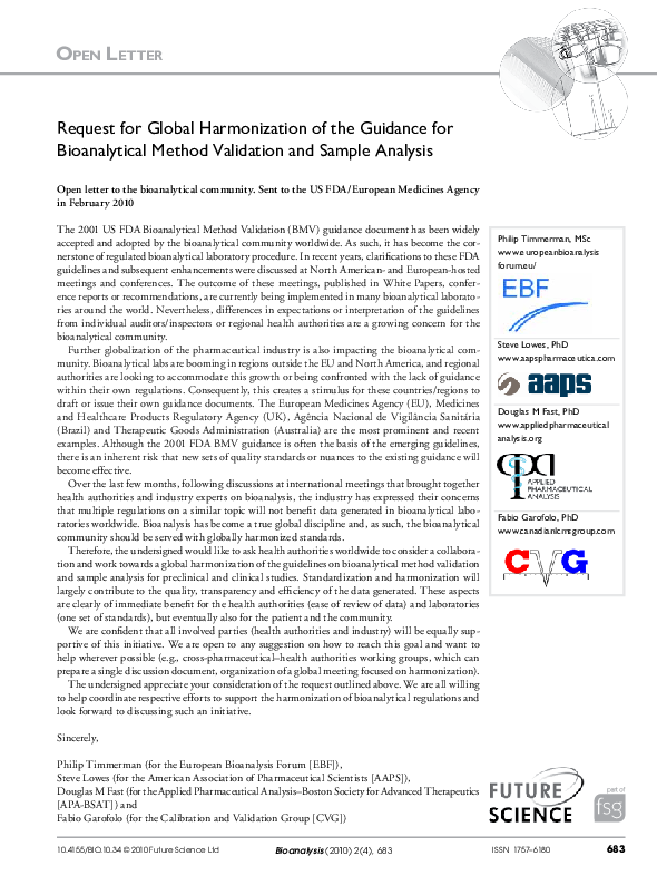 (PDF) Request for Global Harmonization of the Guidance for ...