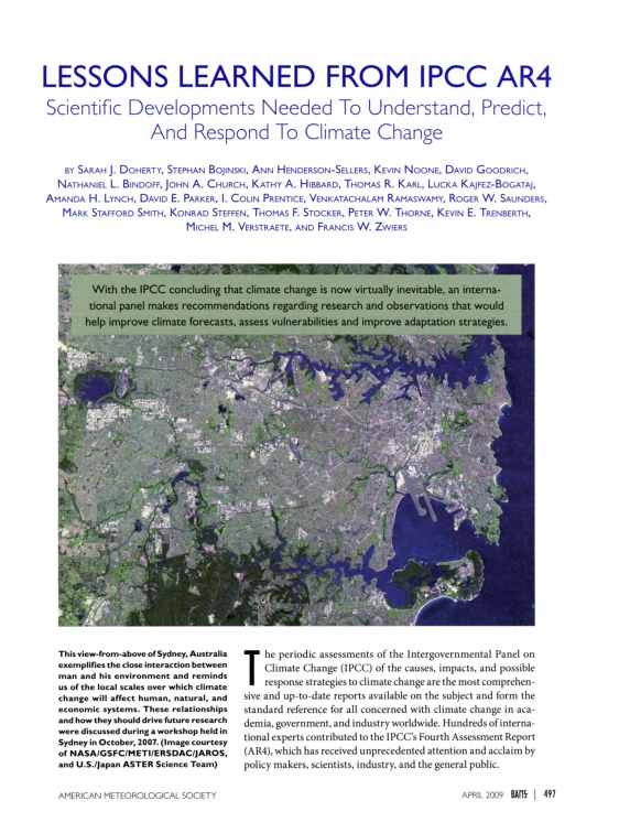 (PDF) Lessons Learned from IPCC AR4: Scientific Developments Needed to ...