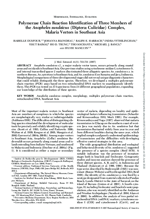 (PDF) Polymerase Chain Reaction Identification of Three Members of the ...