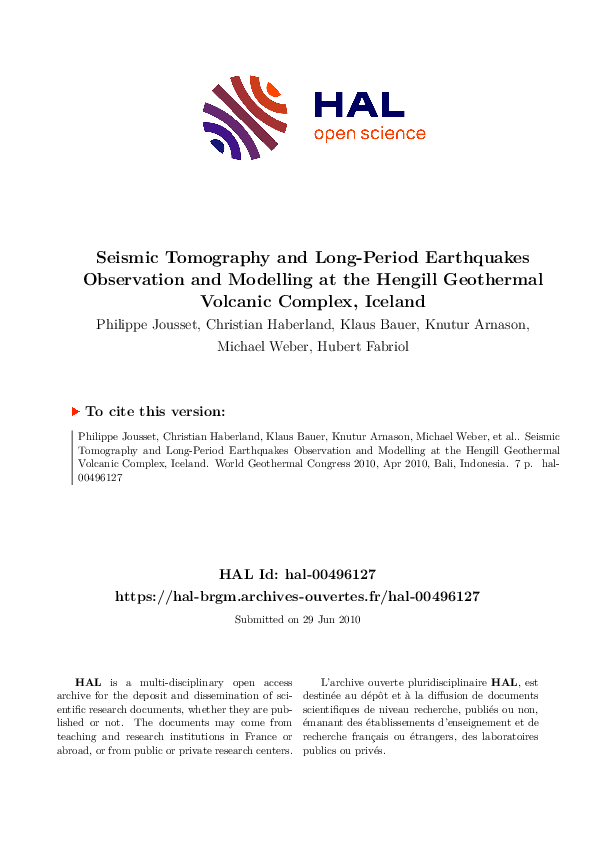 Seismic Tomography and Long-Period Earthquakes Observation and ...