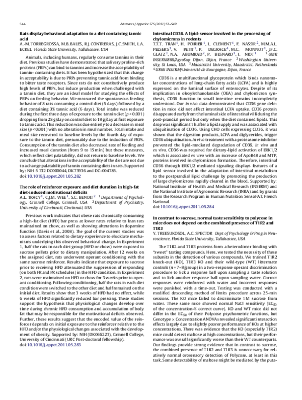 (PDF) Intestinal CD36. A lipid-sensor involved in the processing of ...