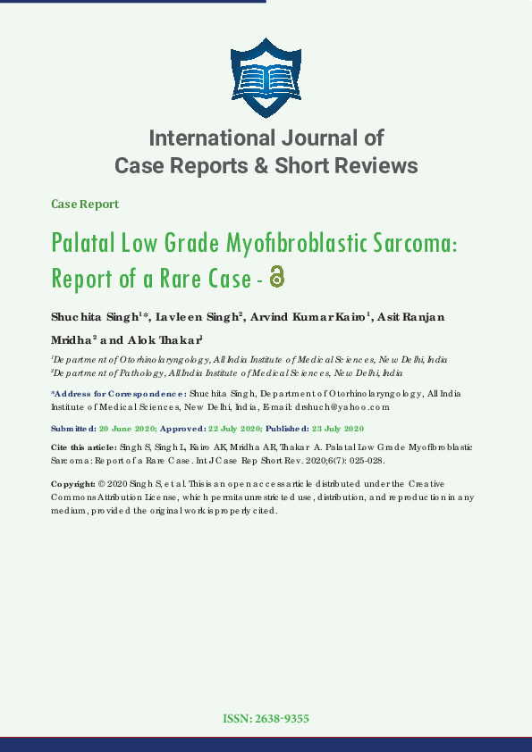 (PDF) Palatal Low Grade Myofi broblastic Sarcoma: Report of a Rare Case