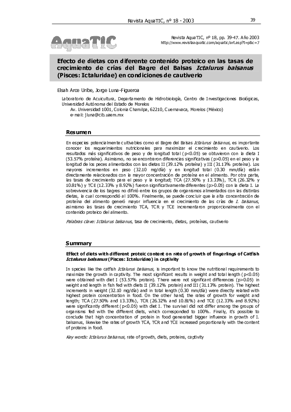(PDF) Efecto de dietas con diferente contenido proteico en las tasas de ...