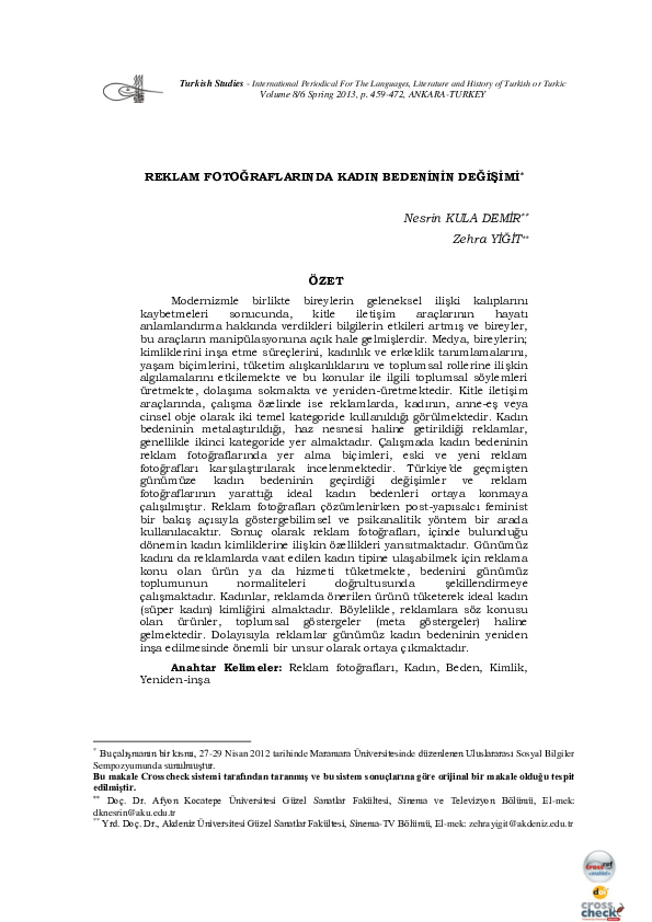 (PDF) Reklam Fotoğraflarinda Kadin Bedeni̇ni̇n Deği̇şi̇mi̇