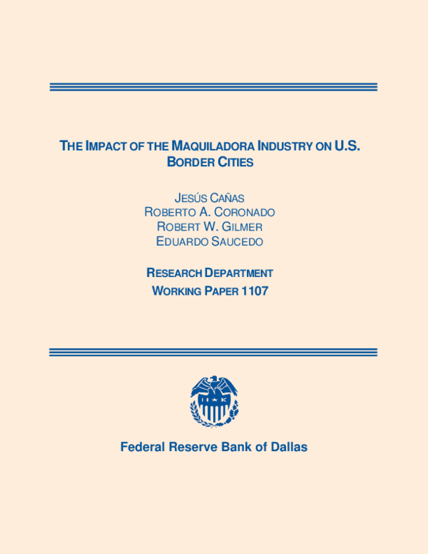(PDF) The impact of the maquiladora industry on U.S. border cities