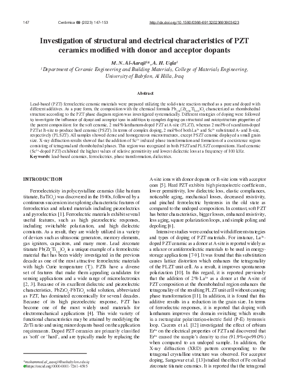 (PDF) Investigation of structural and electrical characteristics of PZT ceramics modified with ...