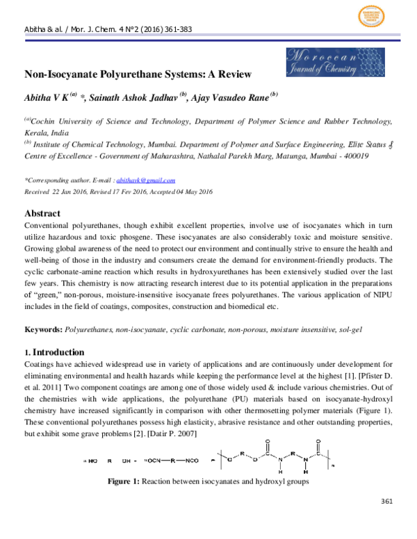 (PDF) Non-Isocyanate Polyurethane Systems: A Review