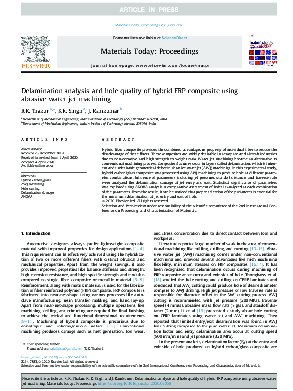 (PDF) Delamination analysis and hole quality of hybrid FRP composite ...