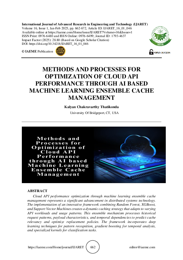 (PDF) METHODS AND PROCESSES FOR OPTIMIZATION OF CLOUD API PERFORMANCE THROUGH AI BASED MACHINE ...