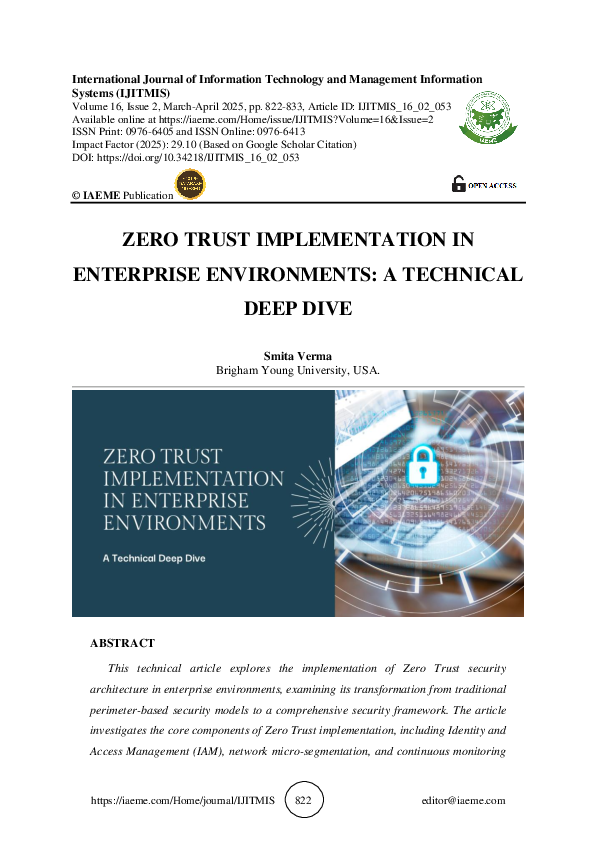 (PDF) ZERO TRUST IMPLEMENTATION IN ENTERPRISE ENVIRONMENTS: A TECHNICAL ...