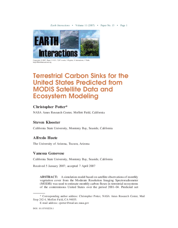 (PDF) Terrestrial Carbon Sinks for the United States Predicted from ...