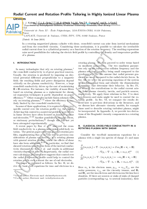 (PDF) Radial current and rotation profile tailoring in highly ionized ...