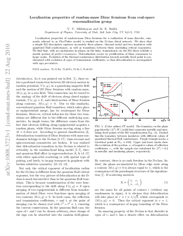 (PDF) Localization Properties of Random-Mass Dirac Fermions from Real-Space Renormalization Group