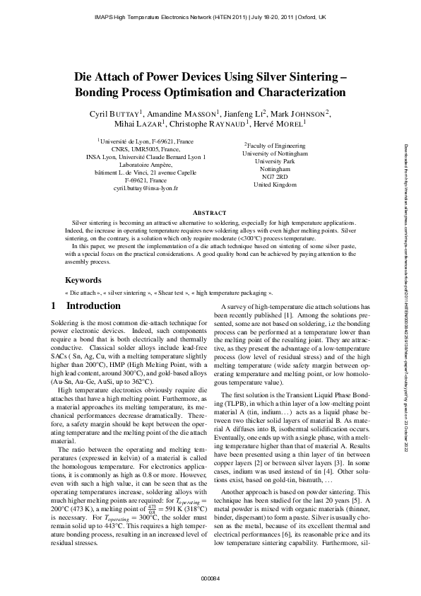(PDF) Die Attach of Power Devices Using Silver Sintering – Bonding ...