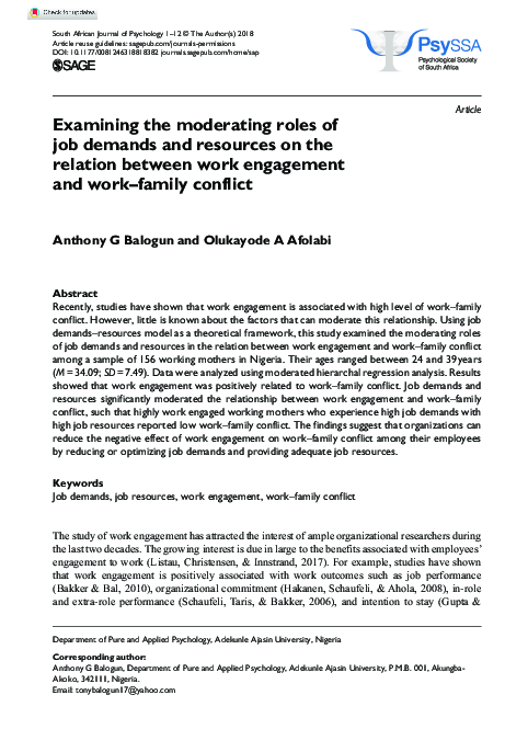 (PDF) Examining the moderating roles of job demands and resources on ...