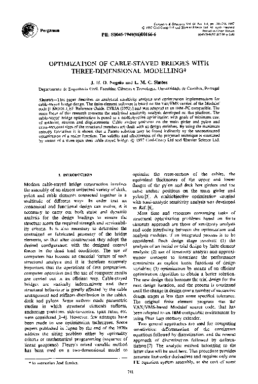 (PDF) Optimization of cable-stayed bridges with three-dimensional modelling