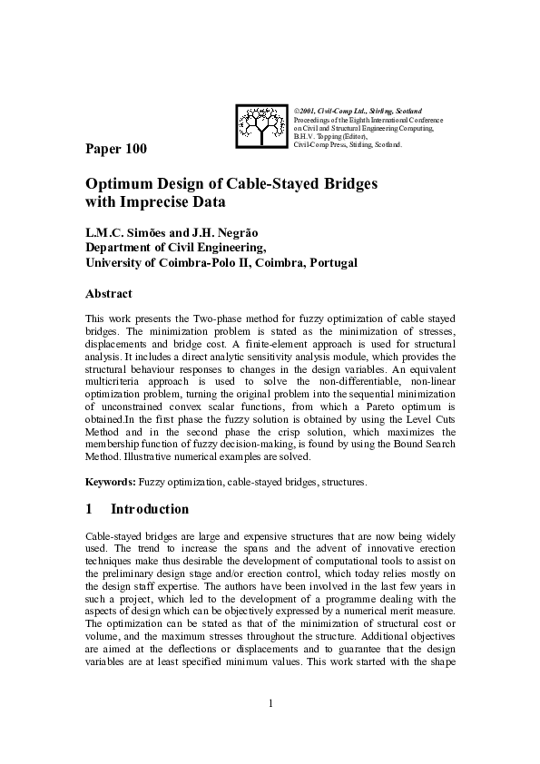 (PDF) Optimum Design of Cable-Stayed Bridges with Imprecise Data