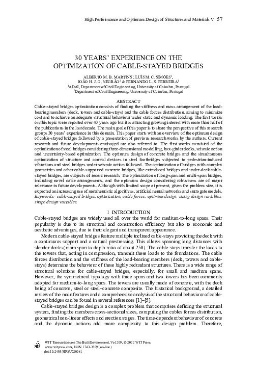 (PDF) 30 Years’ Experience on the Optimization of Cable-Stayed Bridges