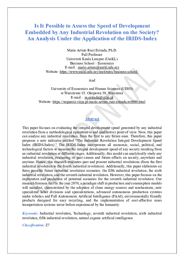 (PDF) Is It Possible to Assess the Speed of Development Embedded by Any ...