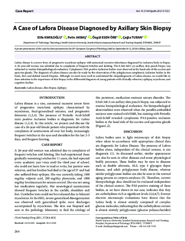 (PDF) A case of lafora disease diagnosed by axillary skin biopsy