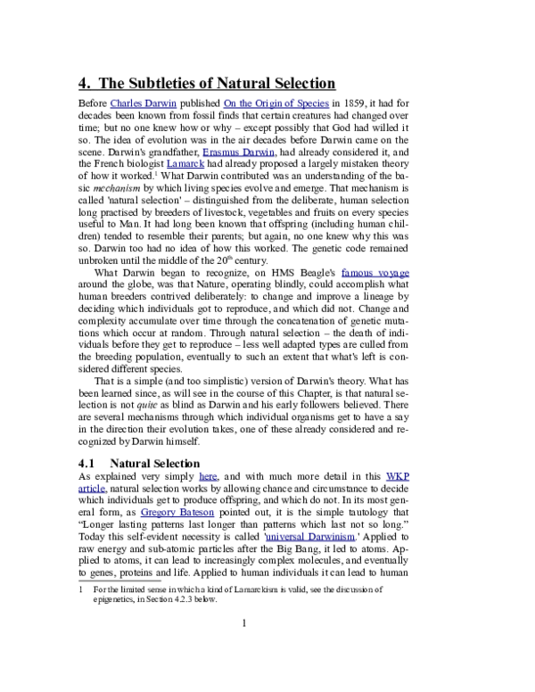 (PDF) Living Minding World, Chapter 4, The Subtleties of Natural Selection