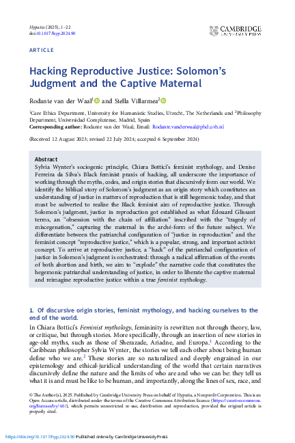 Hacking Reproductive Justice: Solomon's Judgment and the Captive Maternal