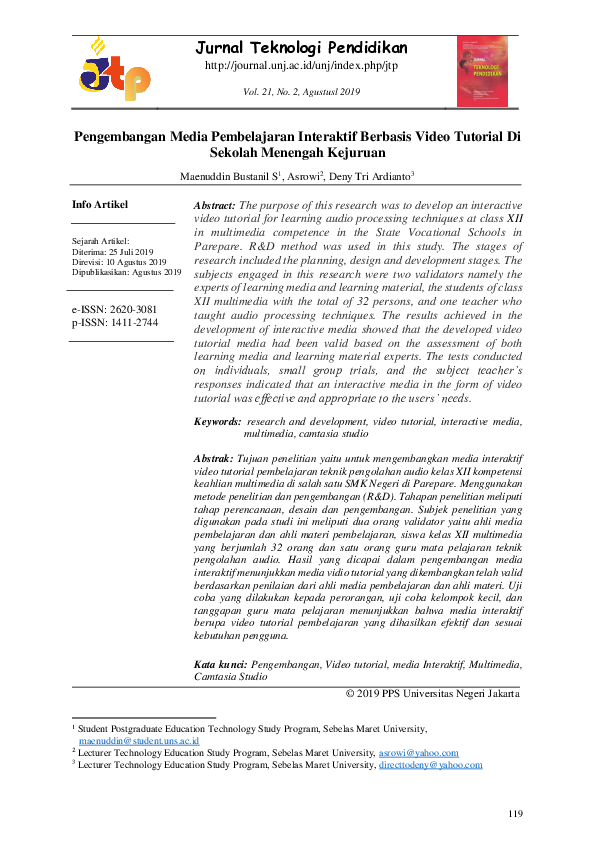 (PDF) Pengembangan Media Pembelajaran Interaktif Berbasis Video Tutorial Di Sekolah Menengah ...