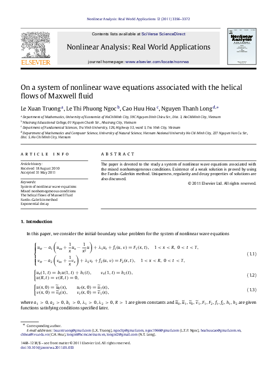 (PDF) On a system of nonlinear wave equations associated with the ...