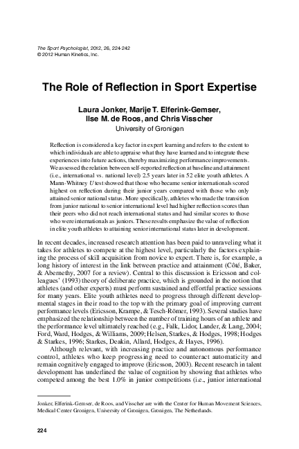 (PDF) The Role of Reflection in Sport Expertise