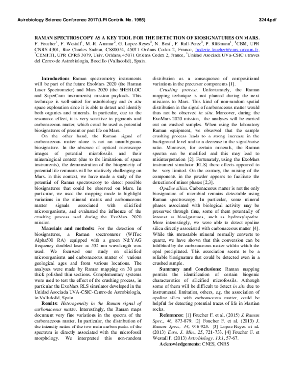 (PDF) Raman Spectroscopy as a Key Tool for the Detection of ...