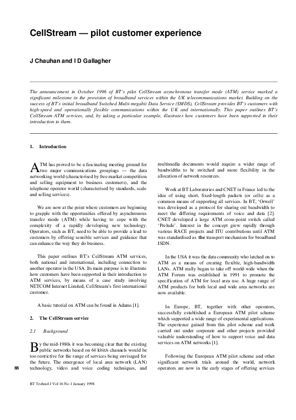 (PDF) CellStream - pilot customer experience