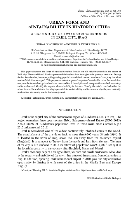 (PDF) Urban form and sustainability in historic cities