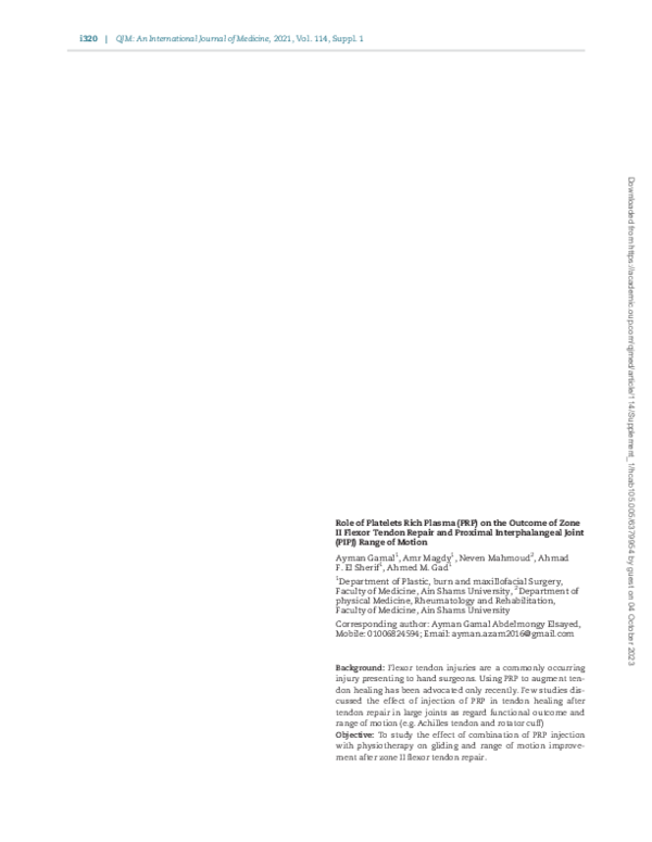 (PDF) Role of Platelets Rich Plasma (PRP) on the Outcome of Zone II ...