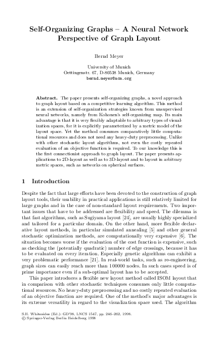 (PDF) Self-Organizing Graphs — A Neural Network Perspective of Graph Layout