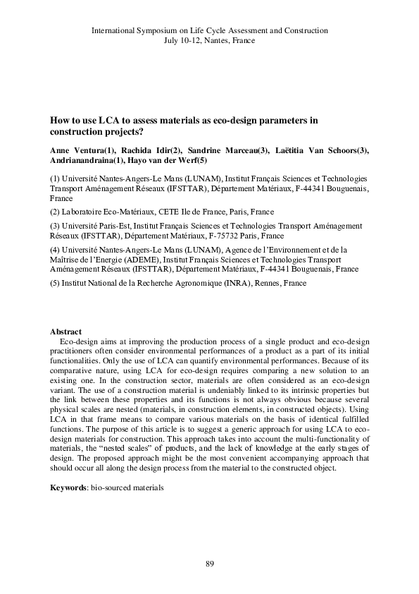 (PDF) How to use LCA to assess materials as eco-design parameters in ...