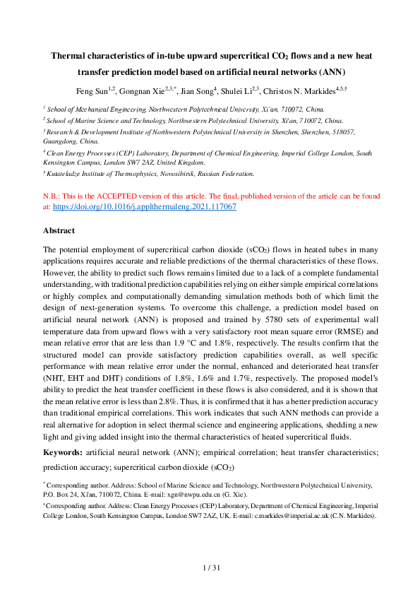 (PDF) Thermal characteristics of in-tube upward supercritical CO2 flows ...