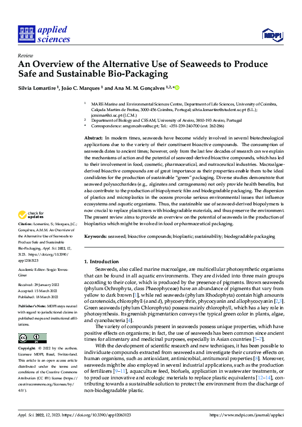 (PDF) An Overview of the Alternative Use of Seaweeds to Produce Safe ...