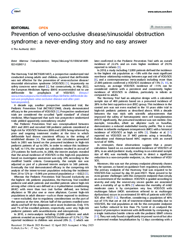 (PDF) Prevention of veno-occlusive disease/sinusoidal obstruction ...