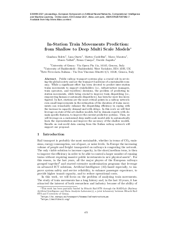 (PDF) In-Station Train Movements Prediction: from Shallow to Deep Multi ...