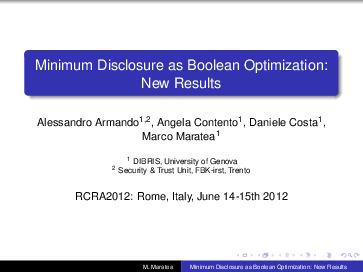(PDF) Minimum Disclosure as Boolean Optimization: New Results