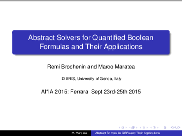 (PDF) Abstract Solvers for Quantified Boolean Formulas and their Applications