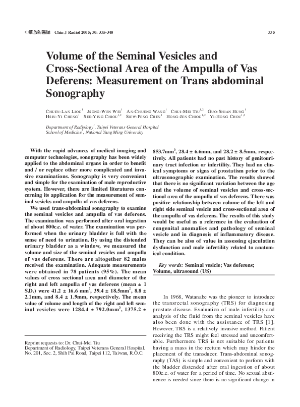 (PDF) Volume of the Seminal Vesicles and Cross-Sectional Area of the ...