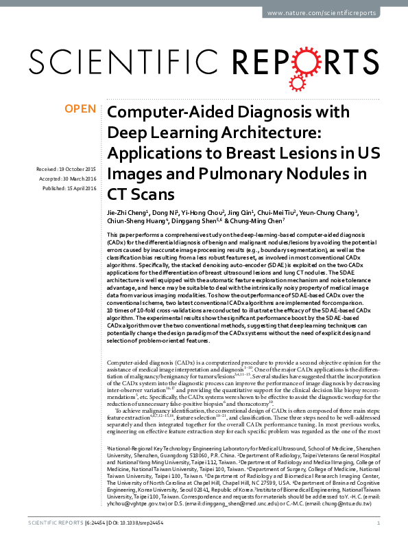 (PDF) Computer-Aided Diagnosis with Deep Learning Architecture: Applications to Breast Lesions ...