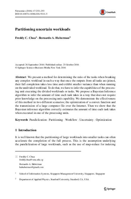 (PDF) Partitioning uncertain workloads
