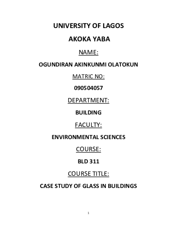 (PDF) CASE STUDY OF GLASS IN BUILDINGS