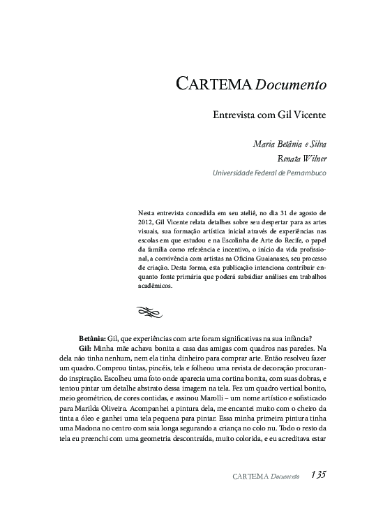 (PDF) Cartema Documento: Entrevista com Gil Vicente