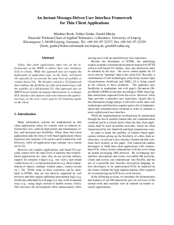 (PDF) An Instant Message-Driven User Interface Framework for Thin ...