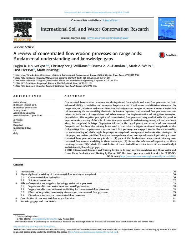 (PDF) A review of concentrated flow erosion processes on rangelands ...